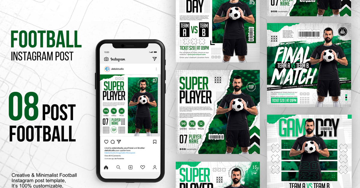 8 Football sports Instagram Post banner template