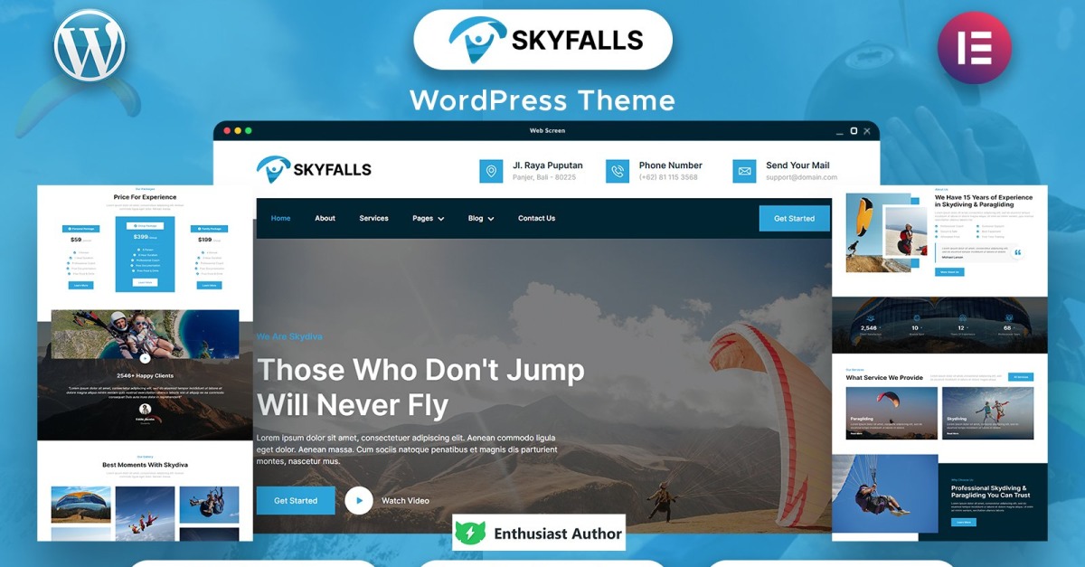 Sky Falls - Skydiving & Paragliding WordPress Theme