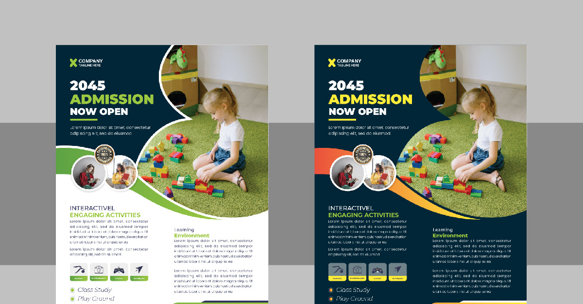 Kids back to school education flyer layout template or School admission ...