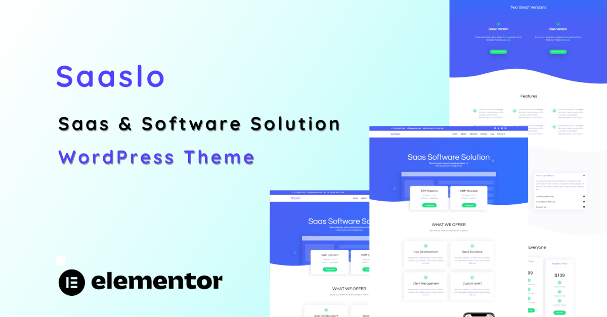Saaslo - SaaS 软件和 IT 解决方案一页 WordPress 主题 - TemplateMonster