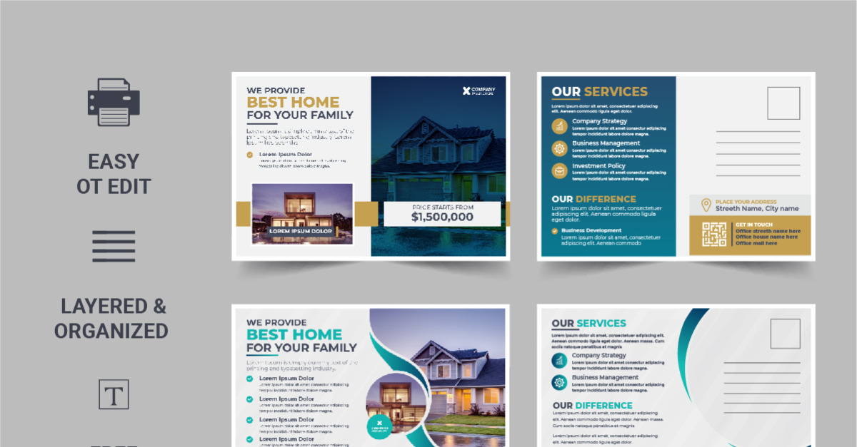 Creative Real Estate Postcard Template, Real Estate or home sale eddm ...
