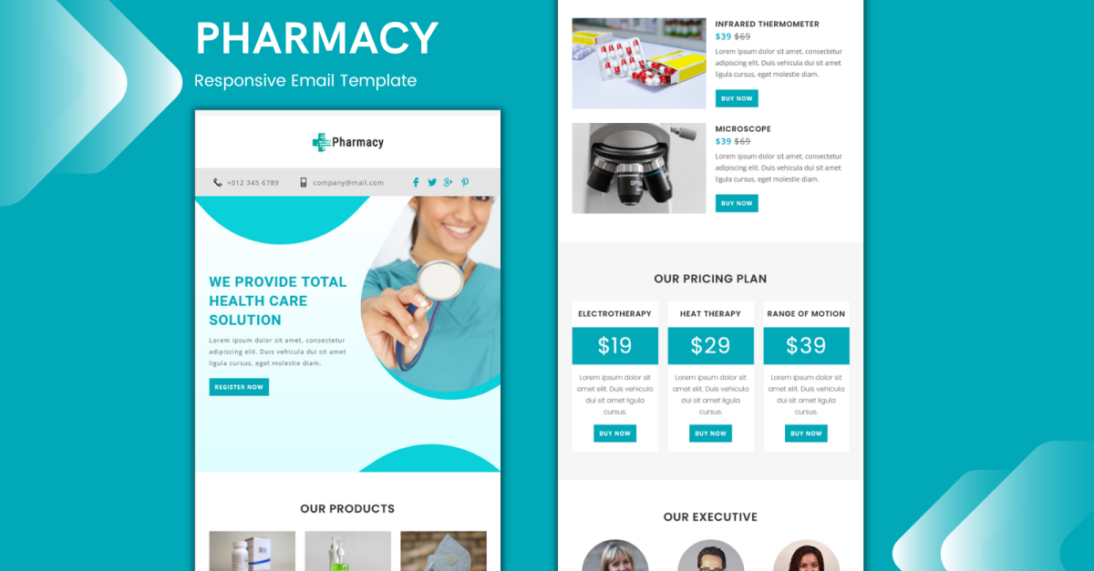 Pharmacie - Modèle de-mail réactif - TemplateMonster