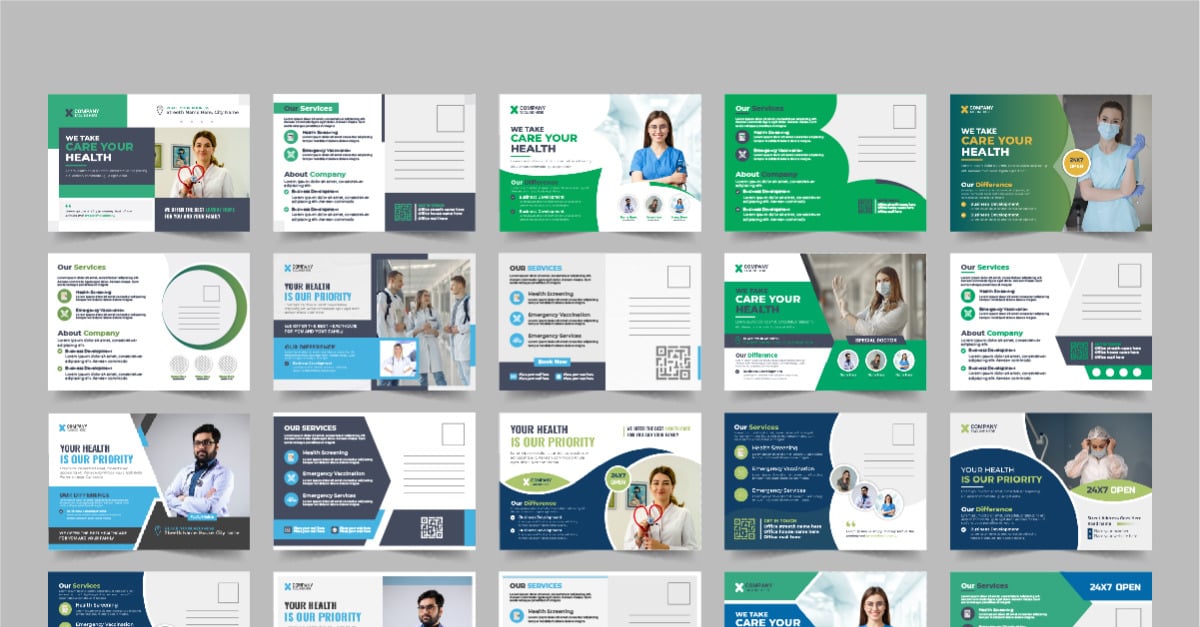 Minimal and creative medical postcard or healthcare eddm template ...