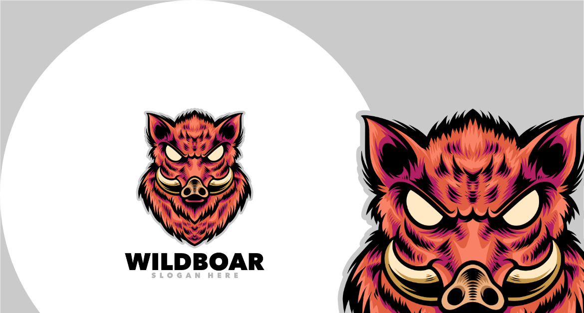 Pig wildboar mascot logo template #332487 - TemplateMonster