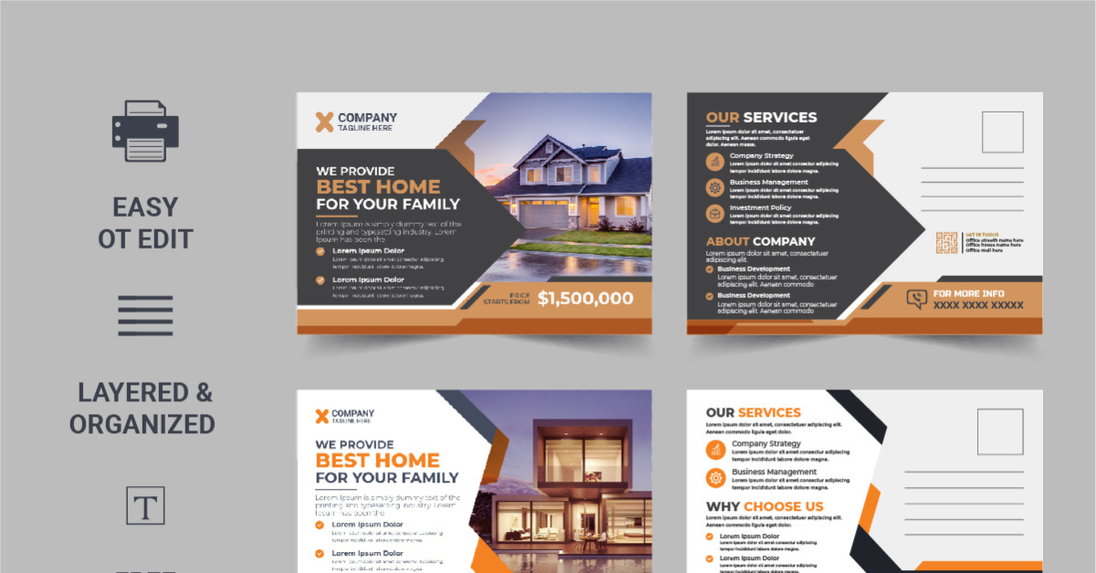 Real Estate Postcard Template, Real Estate or home sale eddm Postcard ...