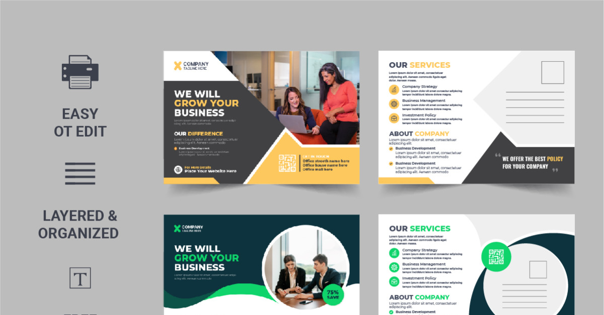 Corporate Postcard Template Design o moderno eddm cartolina Design ...