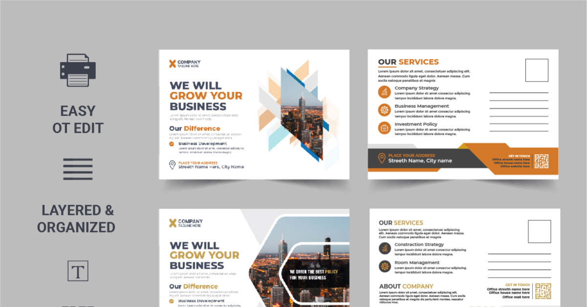 Minimal Modern Postcard Template Design Template Design Layout