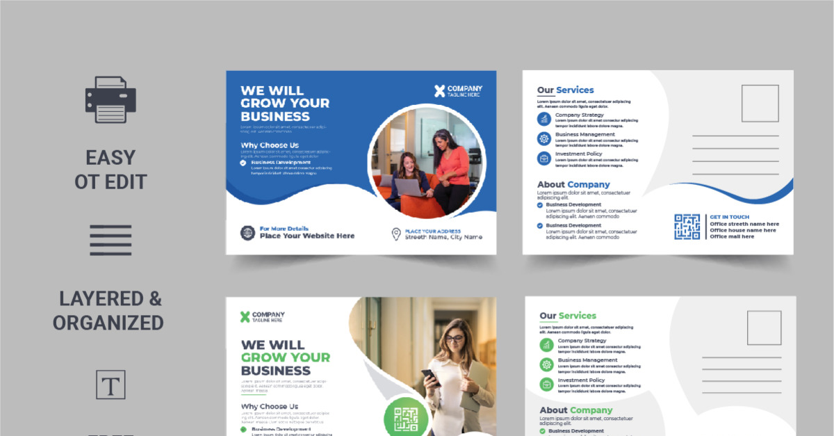 Minimal Modern Postcard Template Design Template Layout