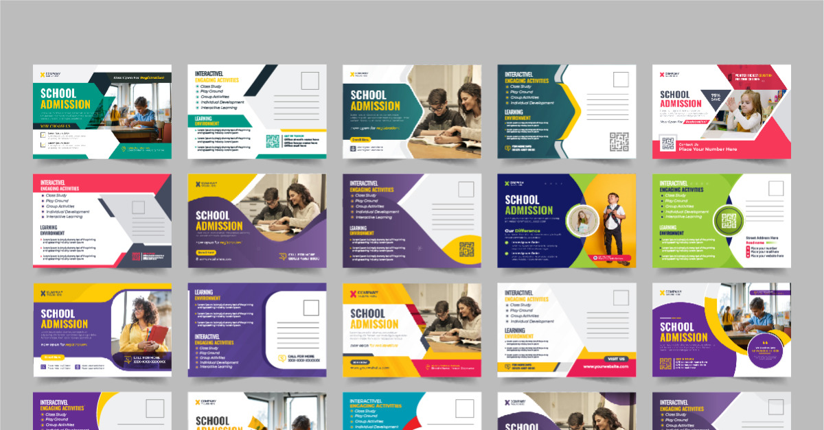 School admission postcard template or Kids back to school education ...