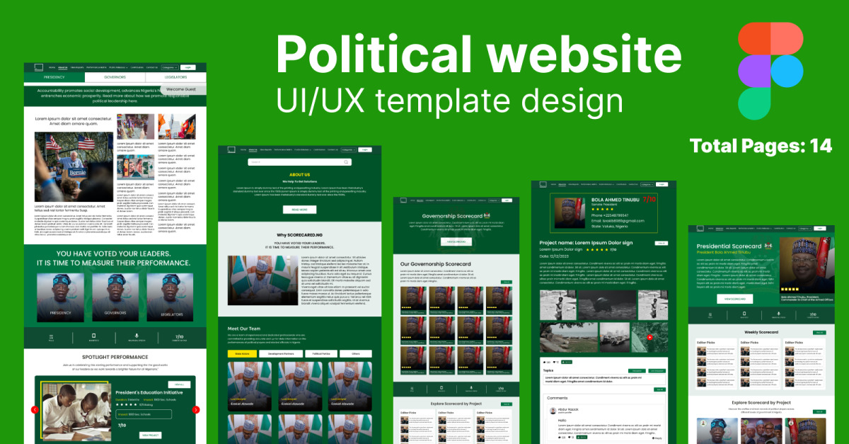 Scorecard – Political Party Template for Figma File with Mobile Responsive