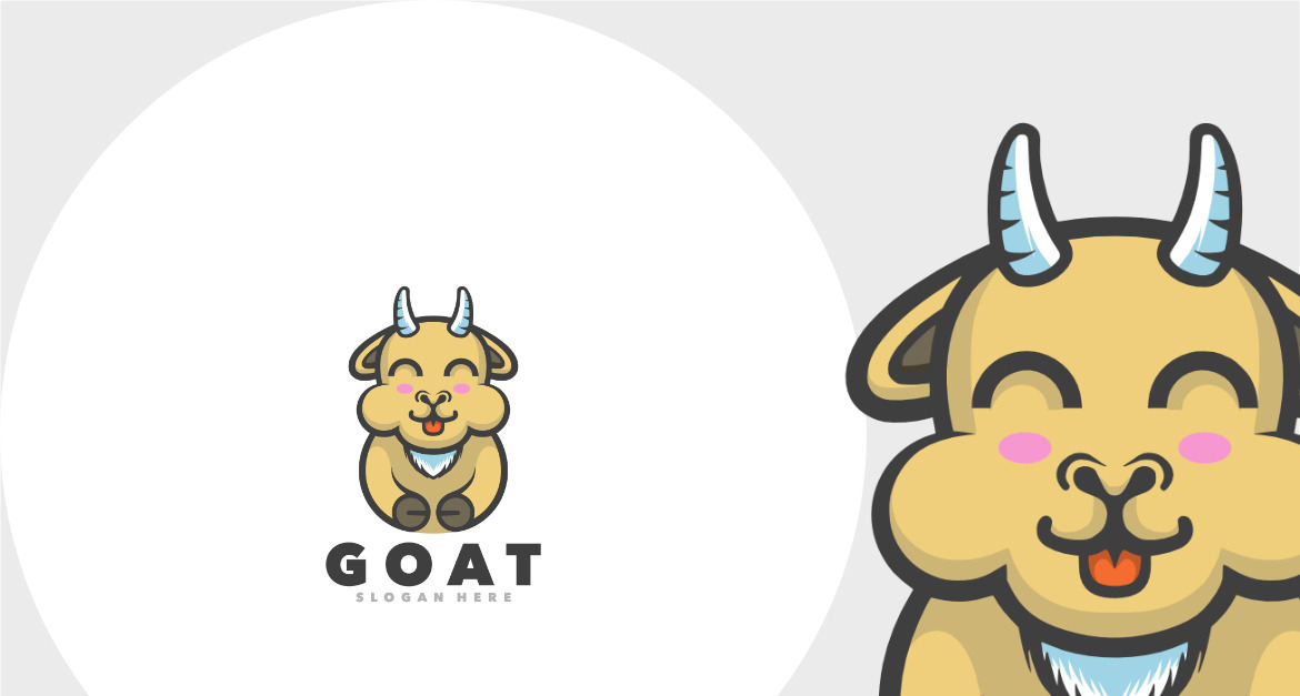 Goat cartoon cute logo design #332928 - TemplateMonster