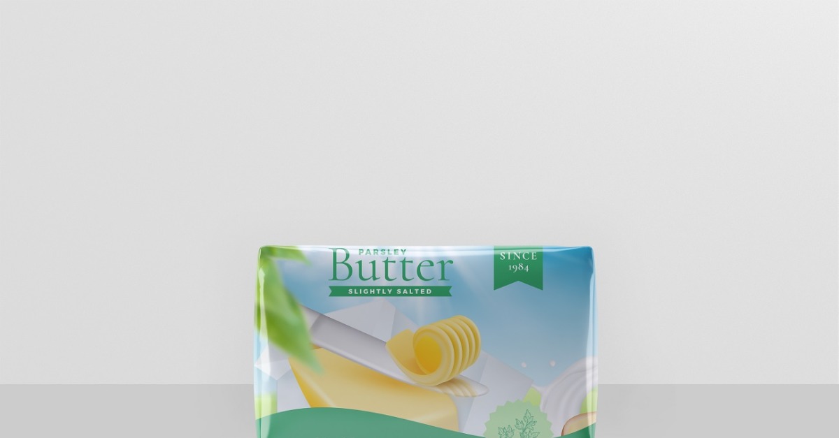 Spread Butter Wrap packaging Mockup #332901 - TemplateMonster