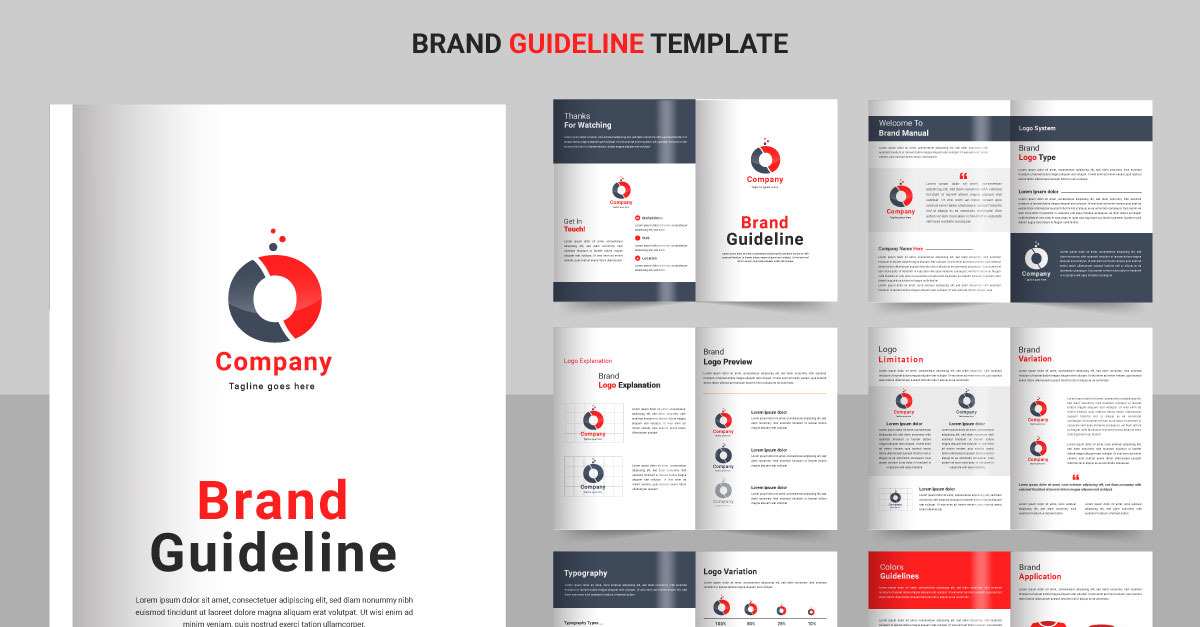 Brand Guidelines template. Brand Identity presentation. Logo Guide Book ...