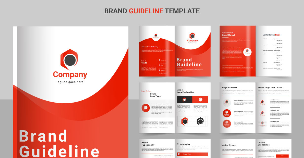 Brand Guidelines template. Brand Identity presentation. Logo Guideline ...