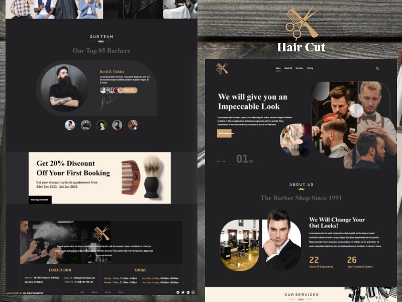 Hair Cut UI Template - UI Adobe XD #333018 - TemplateMonster