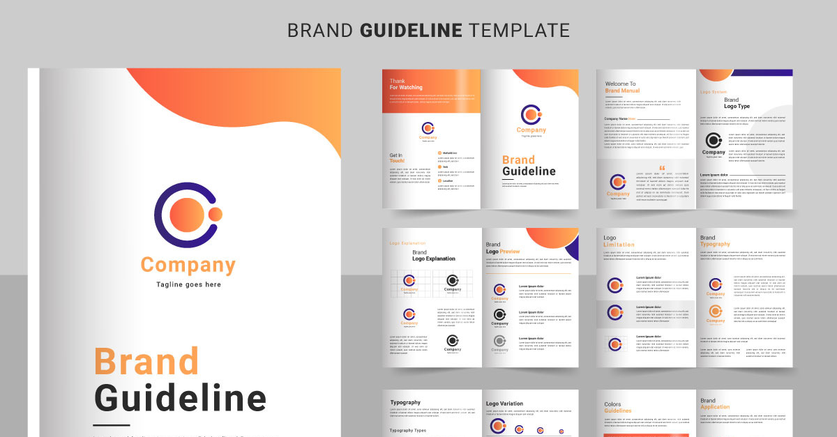 Modèle de directives de marque. Modèle de ligne directrice de logo ...