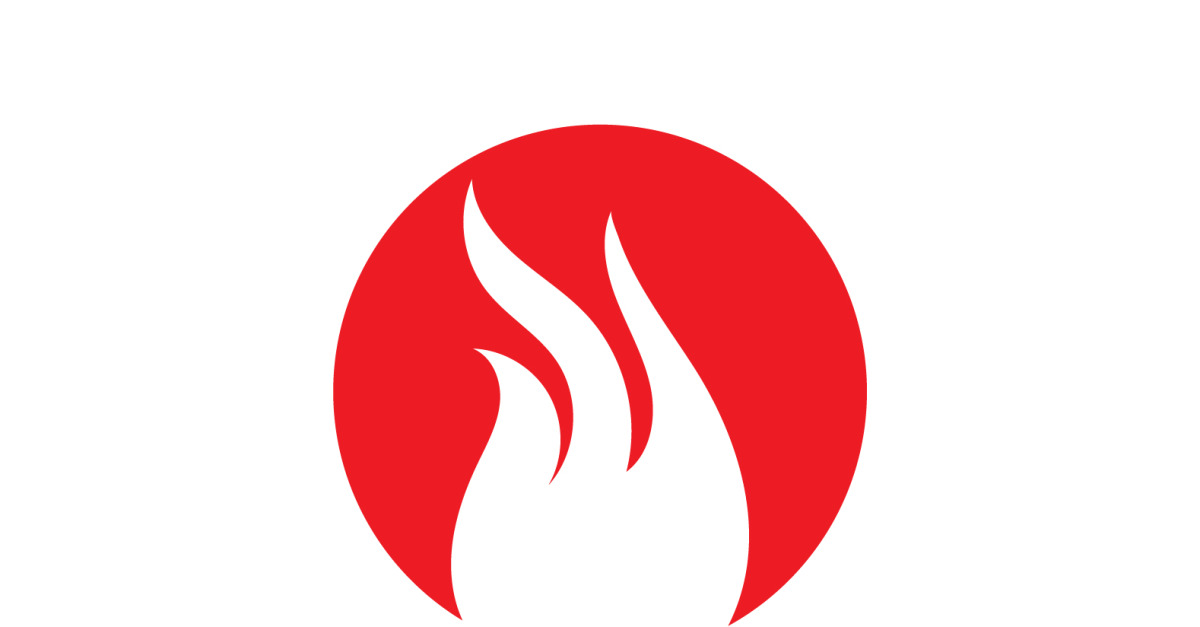 Flame fire burn hot logo icon template design v19