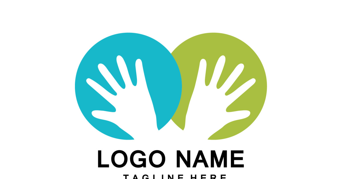 Hand help care health logo vector design template v1