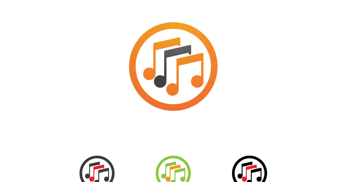 Müzik notası çalar logo simgesi şablon tasarımı v2