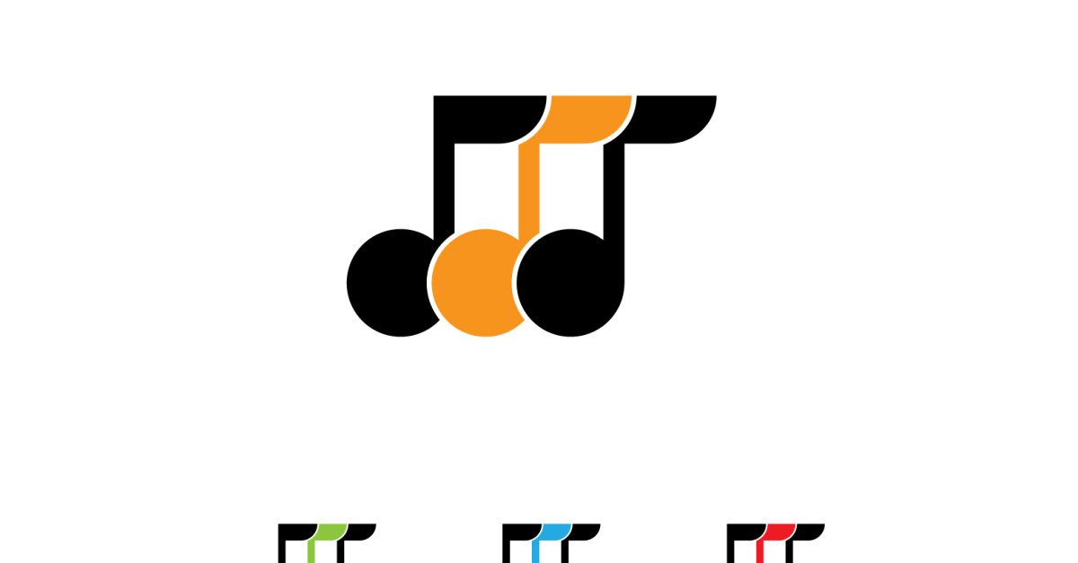 Müzik notası çalar logo simgesi şablon tasarımı v5