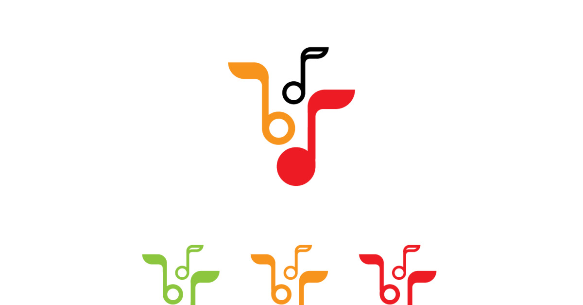 Müzik notası çalar logo simgesi şablon tasarımı v10
