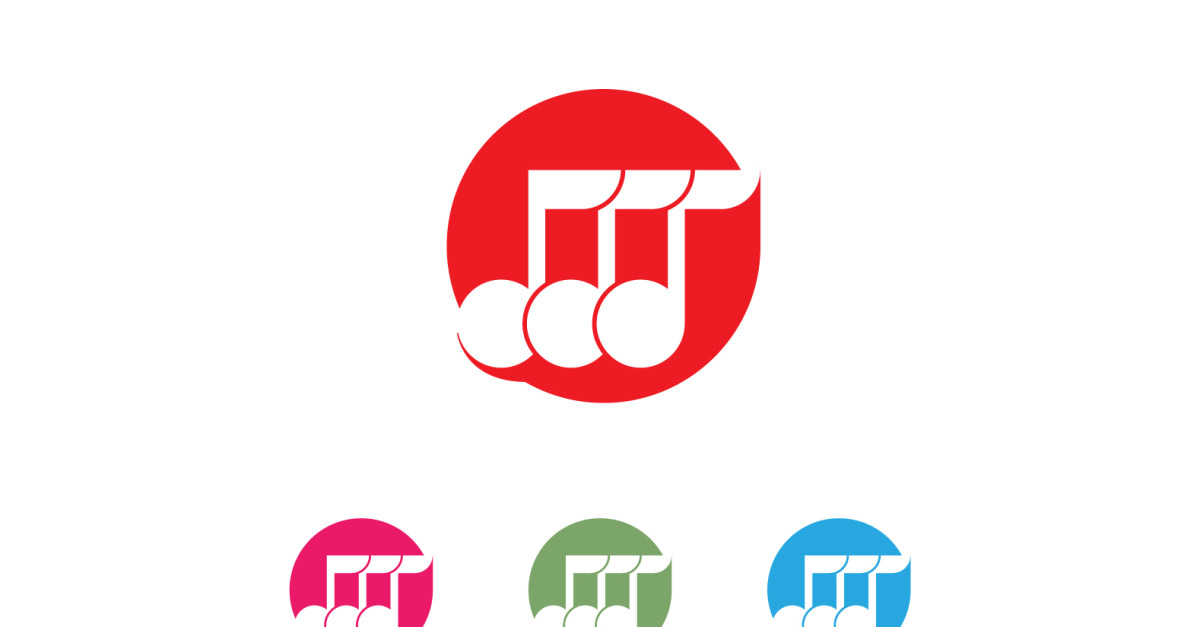 Müzik notası çalar logo simgesi şablon tasarımı v12