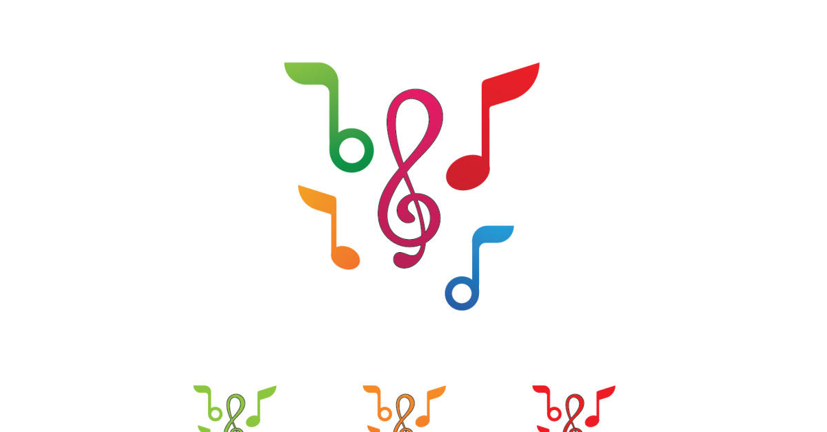 Müzik notası çalar logo simgesi şablon tasarımı v9