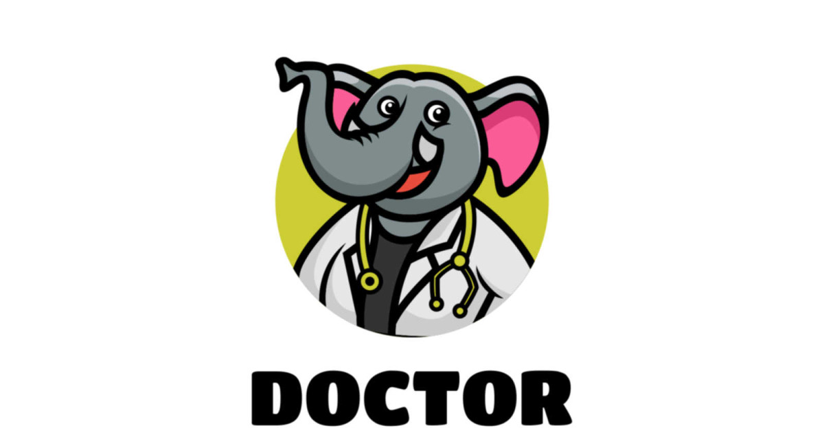 Doctor Elephant Cartoon Logo #334050 - TemplateMonster