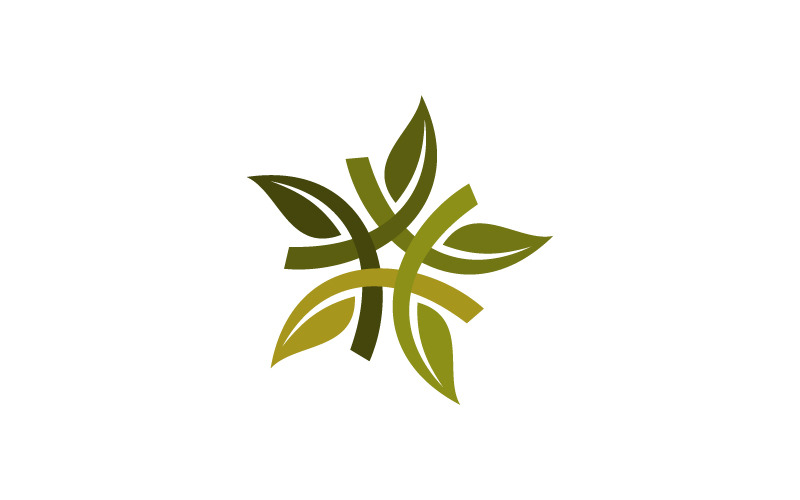 Logo de rotation de feuille verte isolé - TemplateMonster