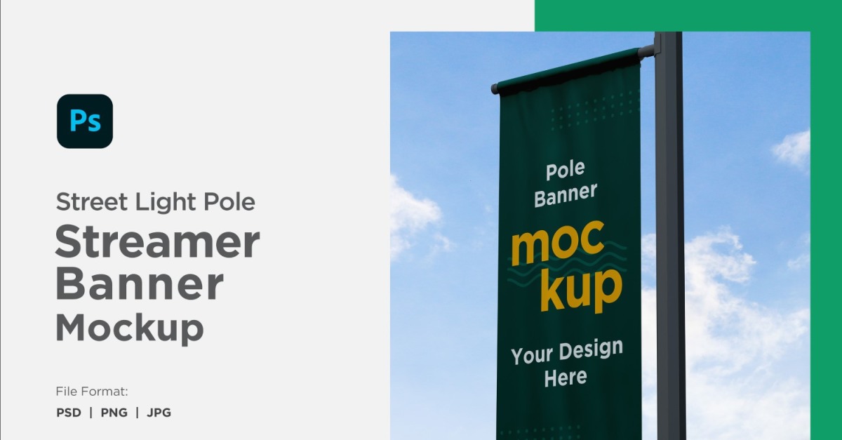Pole Banner Mockup Side View V 06 #334253 - TemplateMonster
