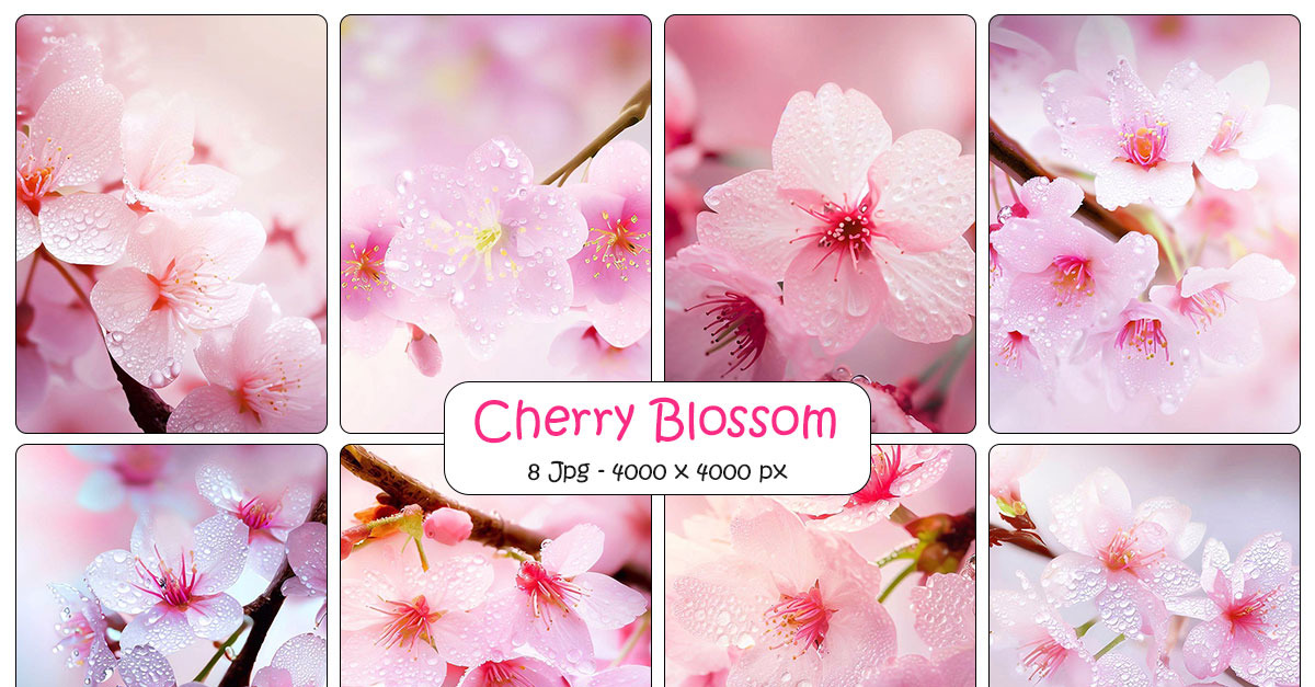Sakura cherry blossom background, Realistic cherry blossom with pink ...