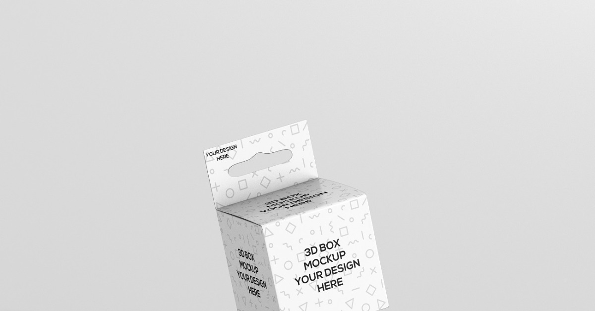 Mini Square Box With Hanger Mockup 2 - TemplateMonster