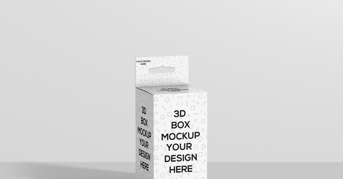 Rectangle Small Size Box With Hanger Mockup - TemplateMonster
