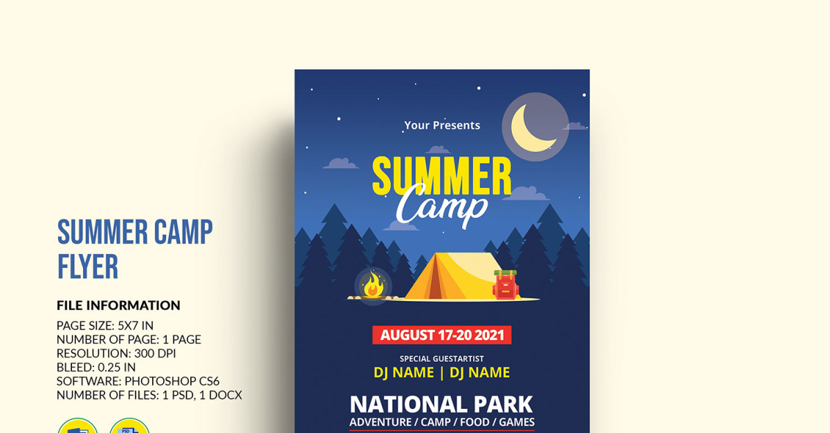 Summer Camp Invitation Flyer Ms word and Photoshop Template