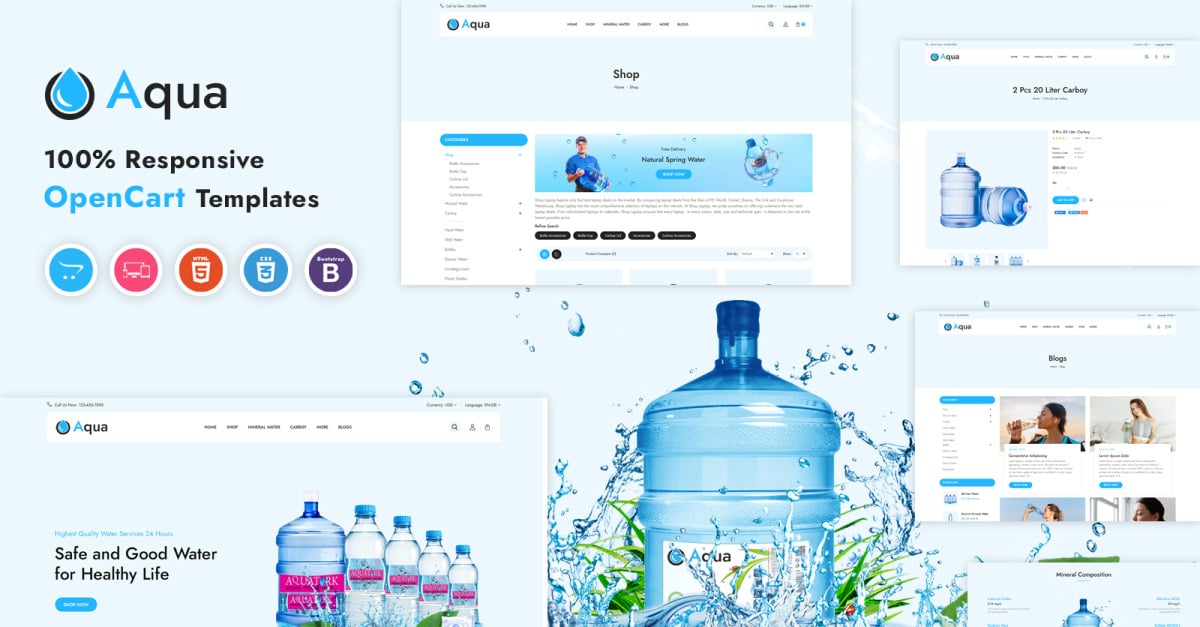 Aqua - Plantilla OpenCart receptiva #334815 - TemplateMonster