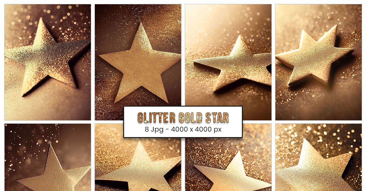 Golden stars background, glitter texture digital paper