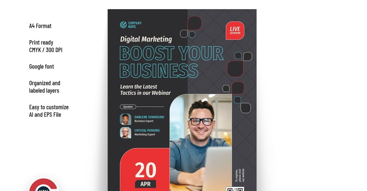 Digital marketing online workshop flyer vector design template - 00012