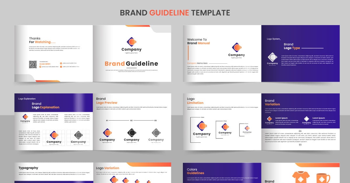 Corporate brand Guidelines template. Brand Identity Logo Guide Book ...