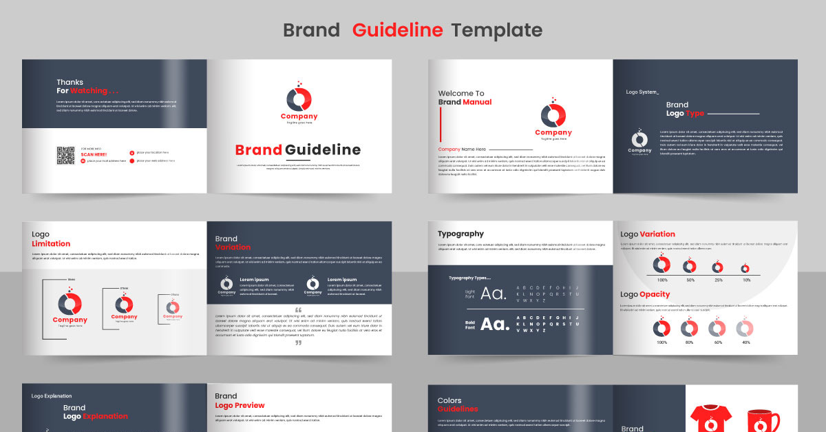 Corporate brand Guidelines template. Brand Identity presentation. Guide ...