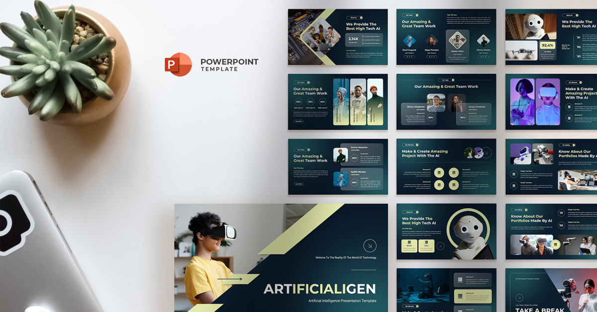 Plantilla de Powerpoint de inteligencia artificial / IA