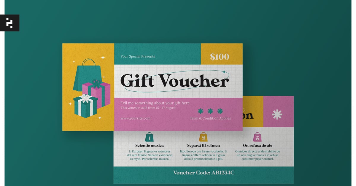 Colorful Creative Gift Voucher #335604 - TemplateMonster