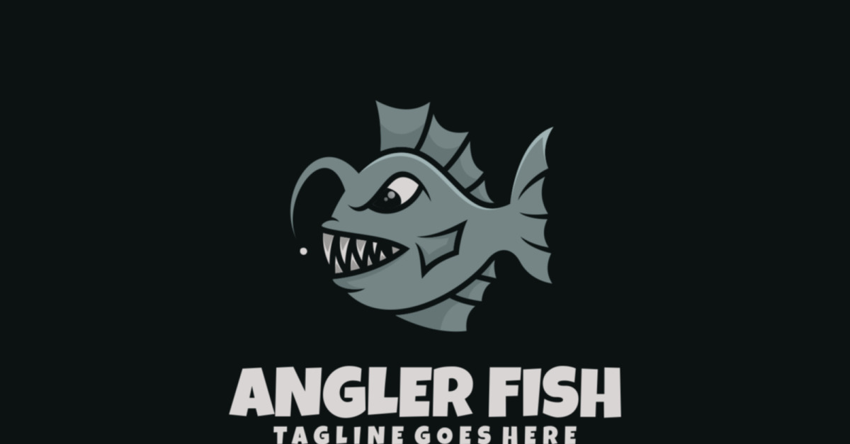 Fener balığı maskot çizgi film logosu - TemplateMonster