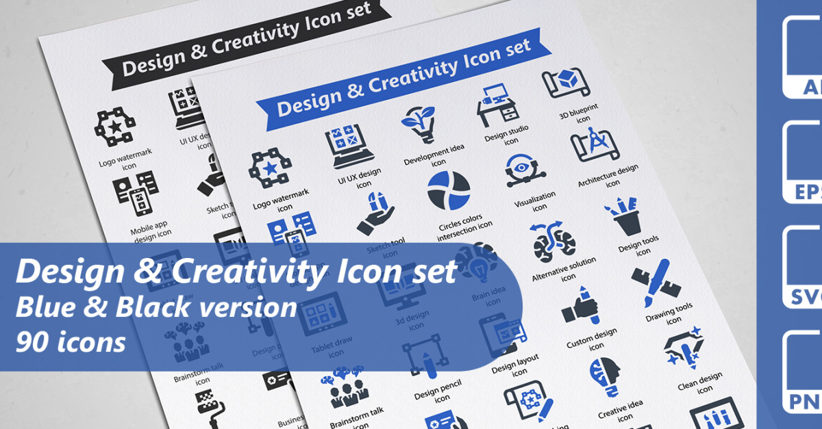 Design And Creativity Icon Set Template - TemplateMonster