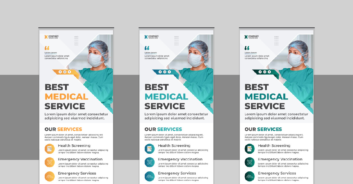 Medical rollup or health care roll up banner template layout