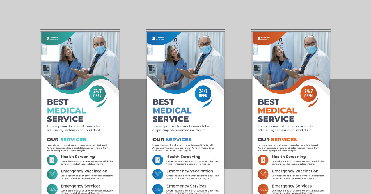 Moderne Rollup-Bannervorlage für medizinische oder medizinische Zwecke