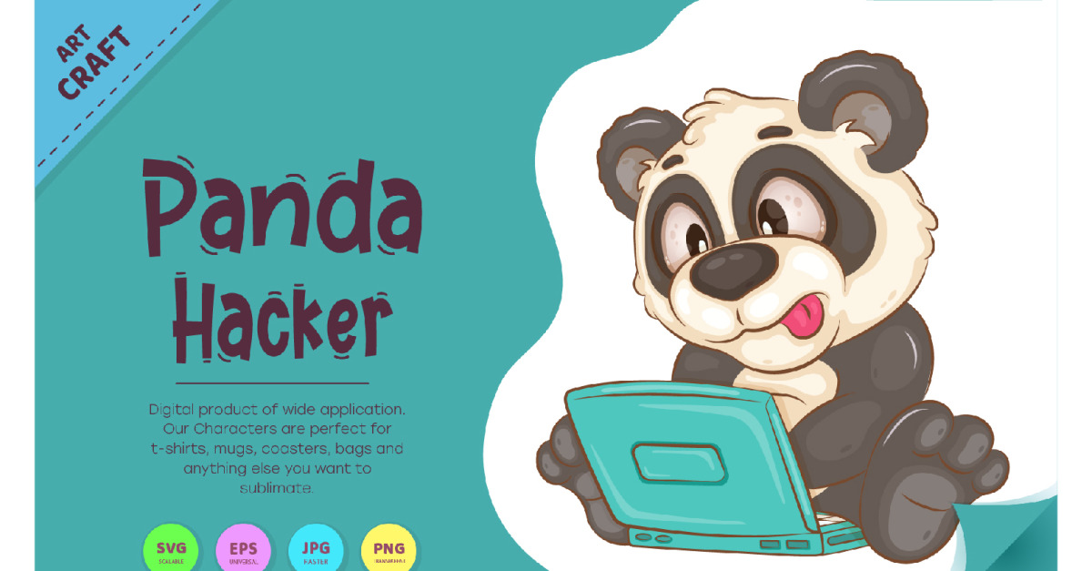 Cartoon Panda Hacker. Clipart. #336529 - TemplateMonster