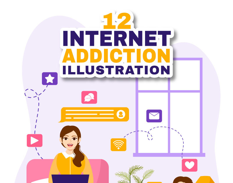 12 Internet Addiction Vector Illustration - TemplateMonster