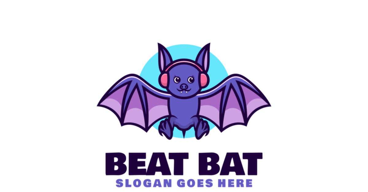 Beat Bat Mascot Cartoon Logo #336650 - TemplateMonster