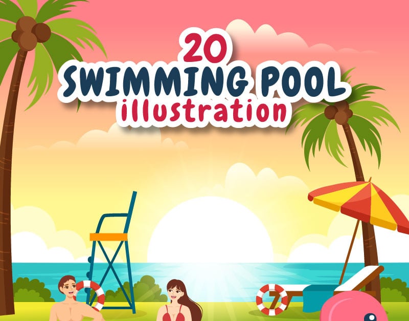 20 Swimming Pool Vector Illustration - TemplateMonster