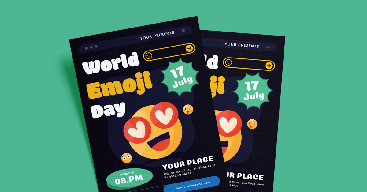 World Emoji Day Flyer Template #336642 - TemplateMonster